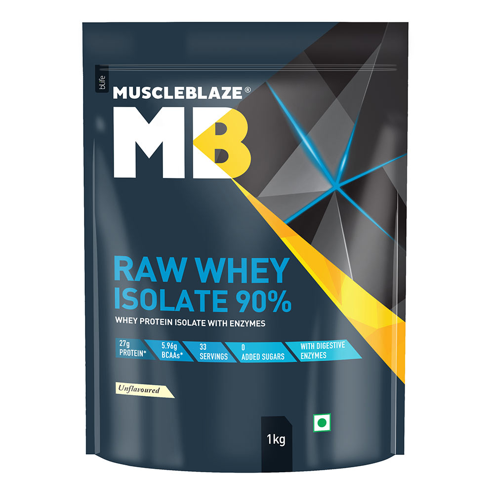 MuscleBlaze Raw Whey Protein Isolate (2.2 lb / 1 Kg Unflavored ...