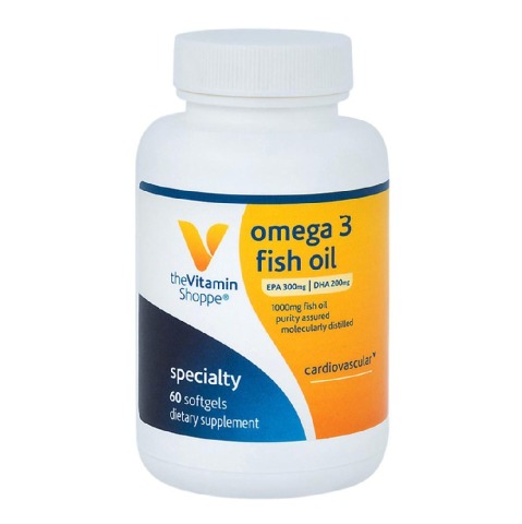 The Vitamin Shoppe Omega 3 Fish Oil 300 EPA/ 200 DHA, 60 softgels at ...